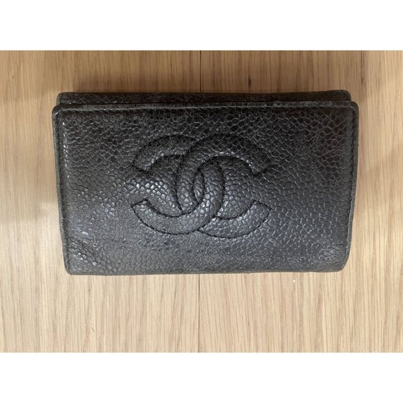 CHANEL | Accessories | Chanel Black Leather Key Holder Wallet With Cc ...
